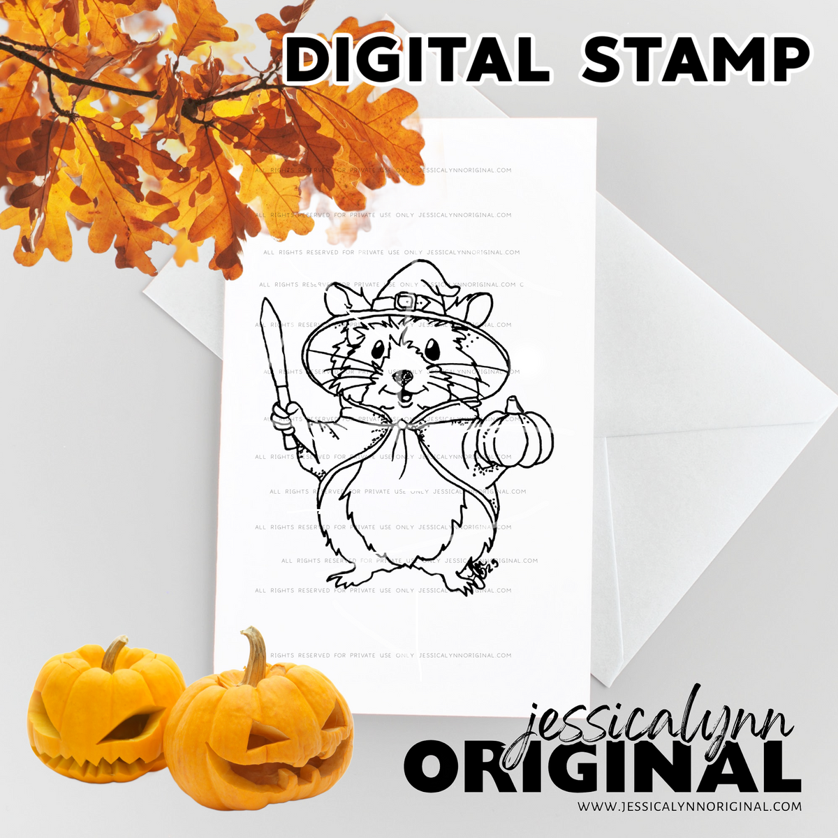 Happy Halloween Wizard Hamster – Digital Stamp (Instant Download, D&D ...