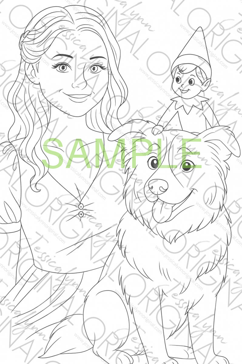 Custom Coloring Book Page from your Photo with Elf on Shelf ...